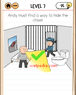 Brain Test 2 Prison Escape Level 7 Andy must find a way to hide the chisel