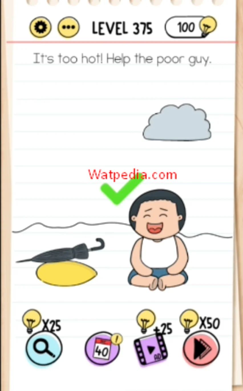 Brain Test Level 375 It’s too hot! Help the poor guy