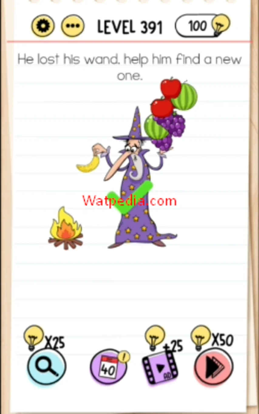 Brain Test Level 391 He lost his wand. help him find a new one