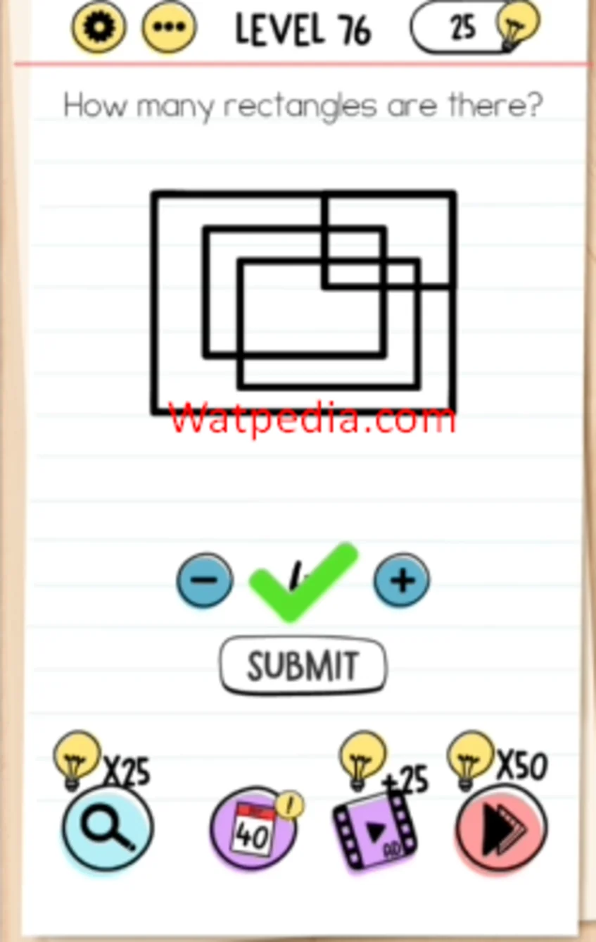 Brain Test Level 76 How Many Rectangles Are There