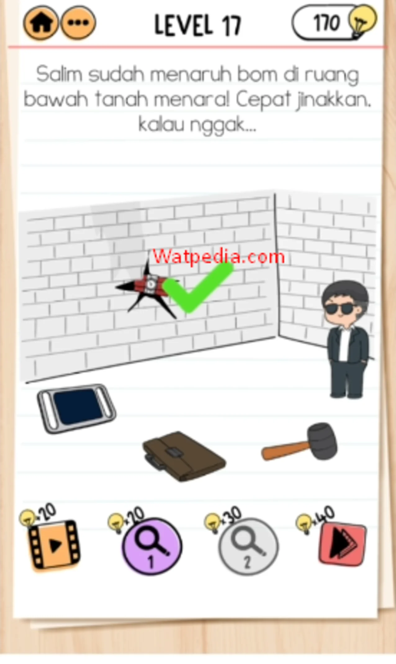 Brain Test 2 Agen Sam Level 17 Salim sudah menaruh bom di ruang bawah ...